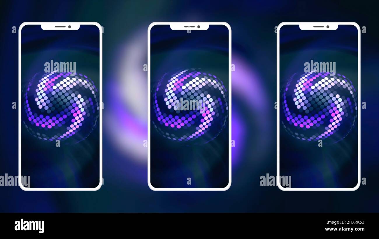 Background with multiple phones. Motion. Bright moving screensavers on ...