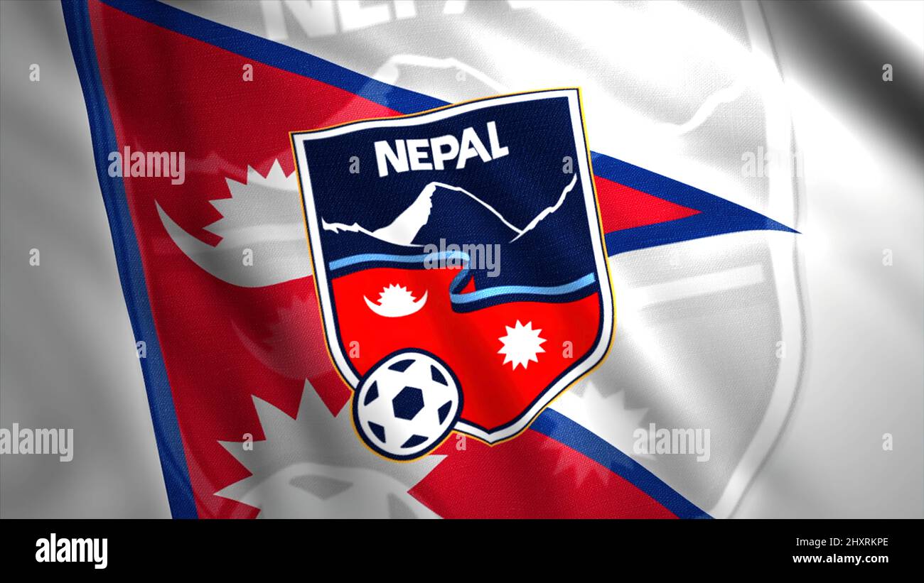 Flag of country with emblem of football team. Motion. Showing flag of ...