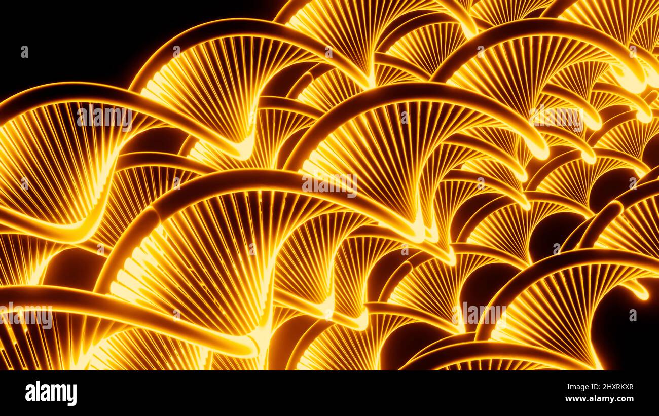 Close up of abstract plastic golden springs stretching isolated on a ...