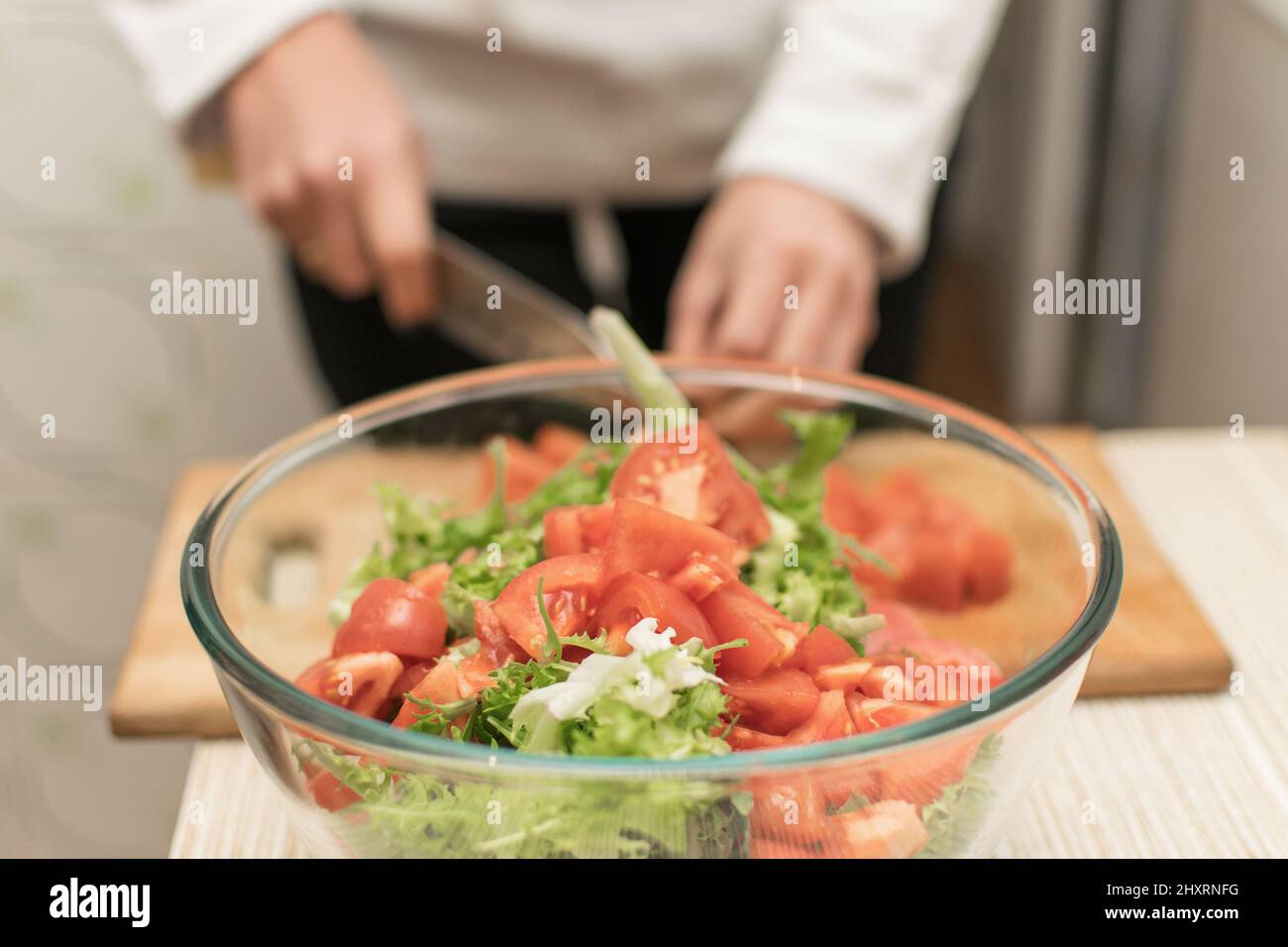 Cooking salad from fresh vegetables Stock Photo - Alamy