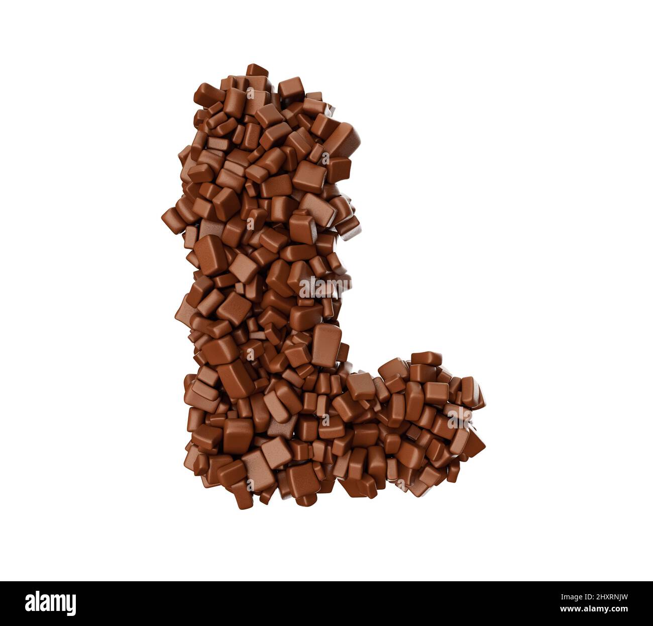 3d rendering of the letter l made of chocolate candies isolated on ...