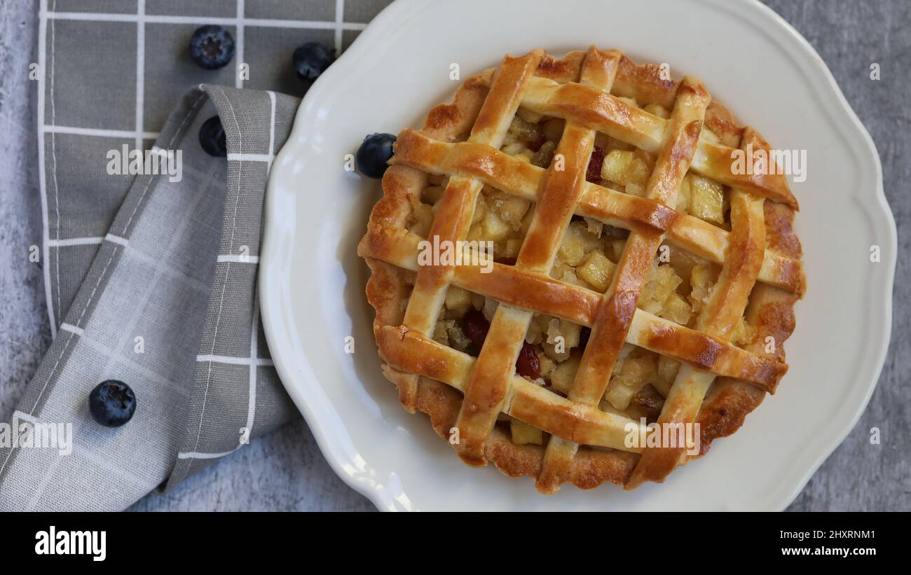 Homemade apple pie on plate Stock Photo - Alamy