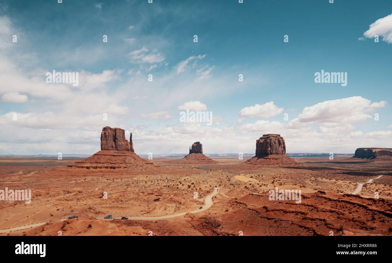 View of West and East Mitten Buttes in Monument Valley Navajo Tribal ...