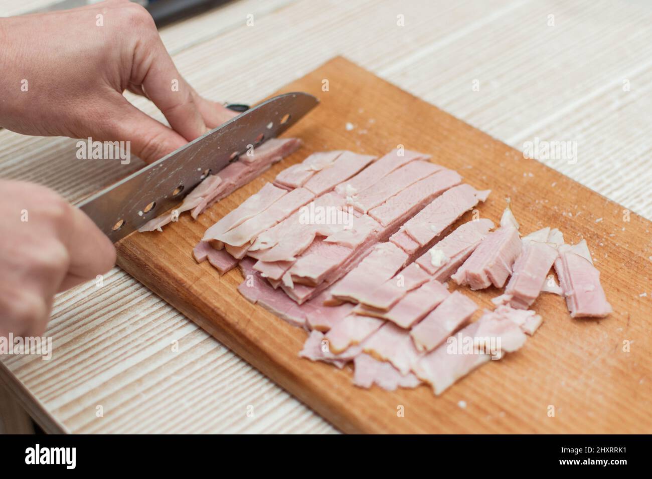 Woman chef hands cutting beef hi-res stock photography and images - Alamy