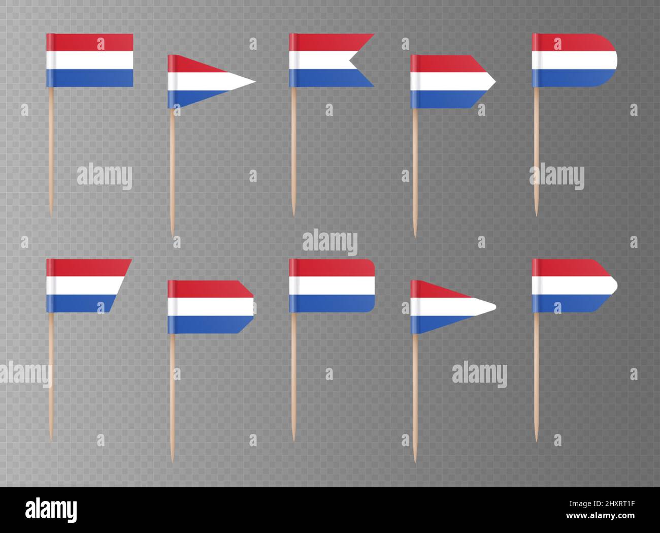 Dutch toothpick flags isolated on a dark transparent background Stock ...
