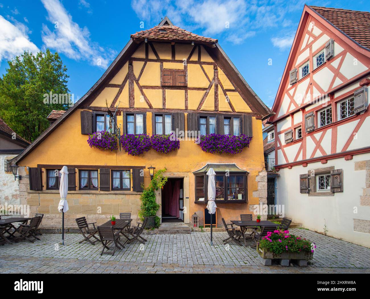 Facades of old medieval houses in the historical part of the city ...