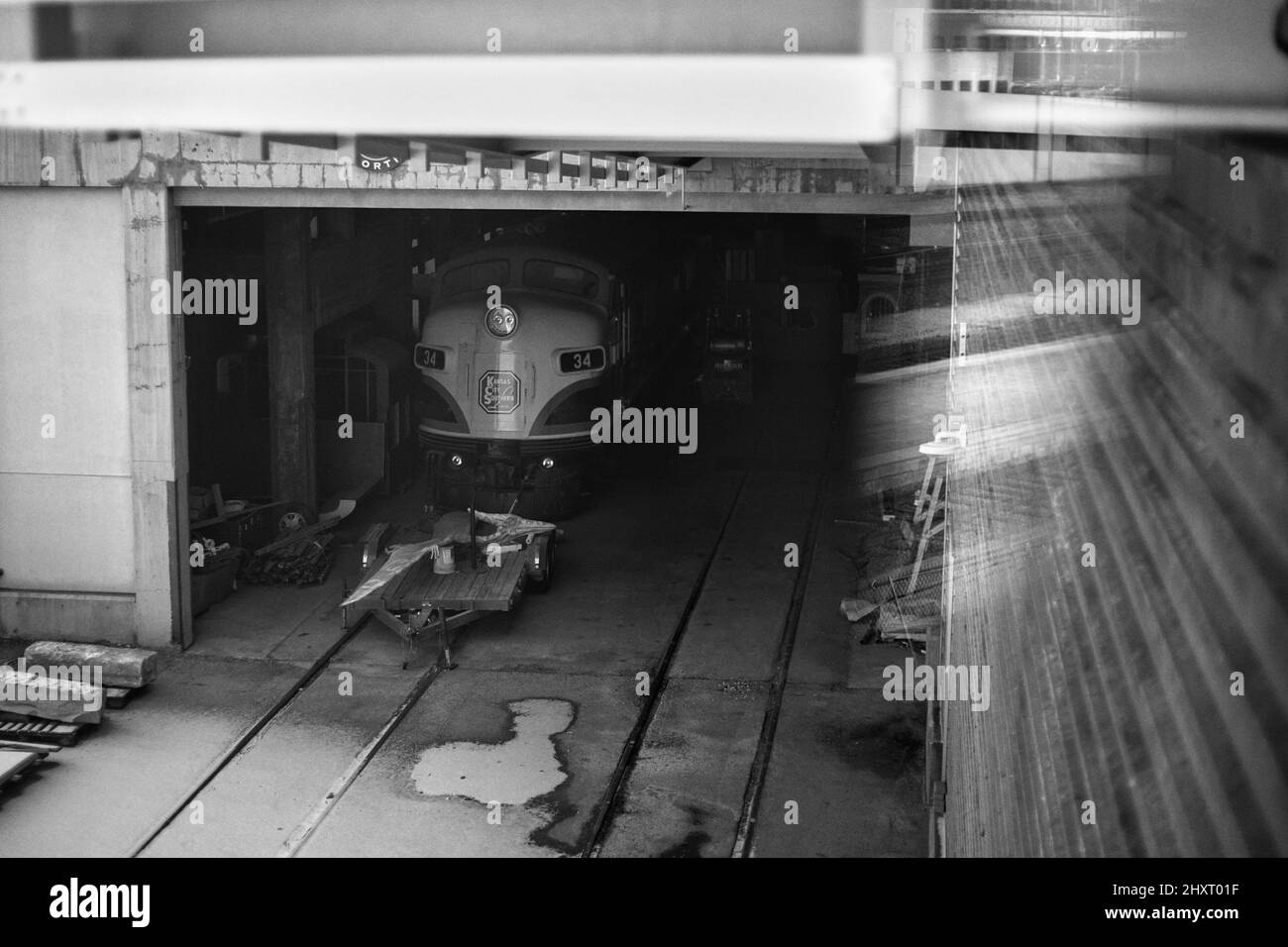 Grayscale of a train in Union Station in Kansas City Missouri Stock ...