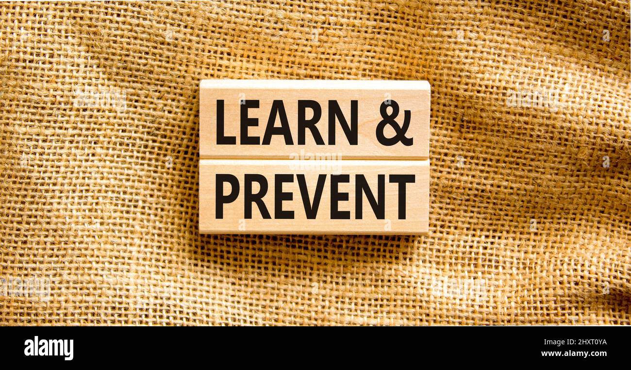 Learn and prevent symbol. Concept words Learn and prevent on wooden ...