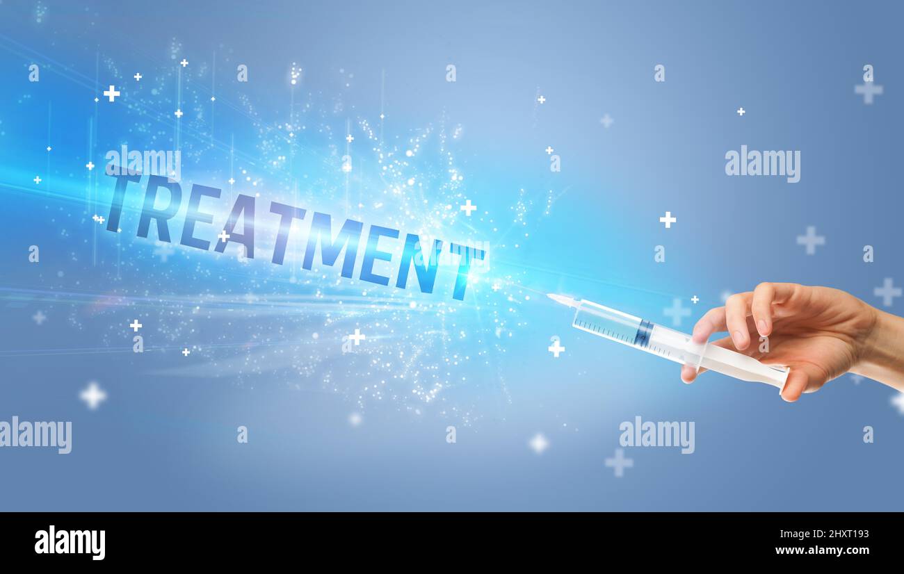 Syringe, medical injection in hand Stock Photo - Alamy