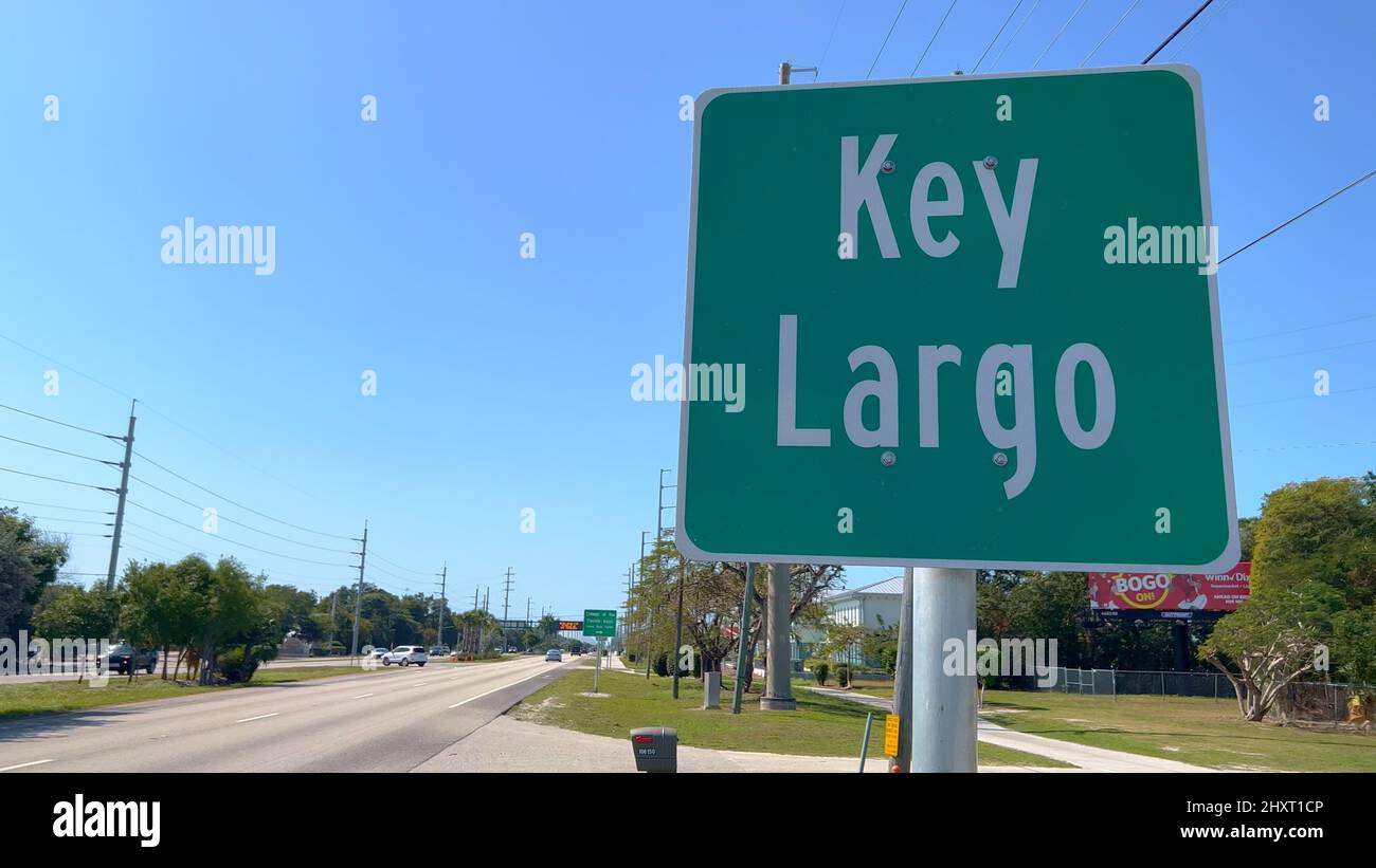 Key Largo Entrance sign on Overseas Highway Stock Photo - Alamy