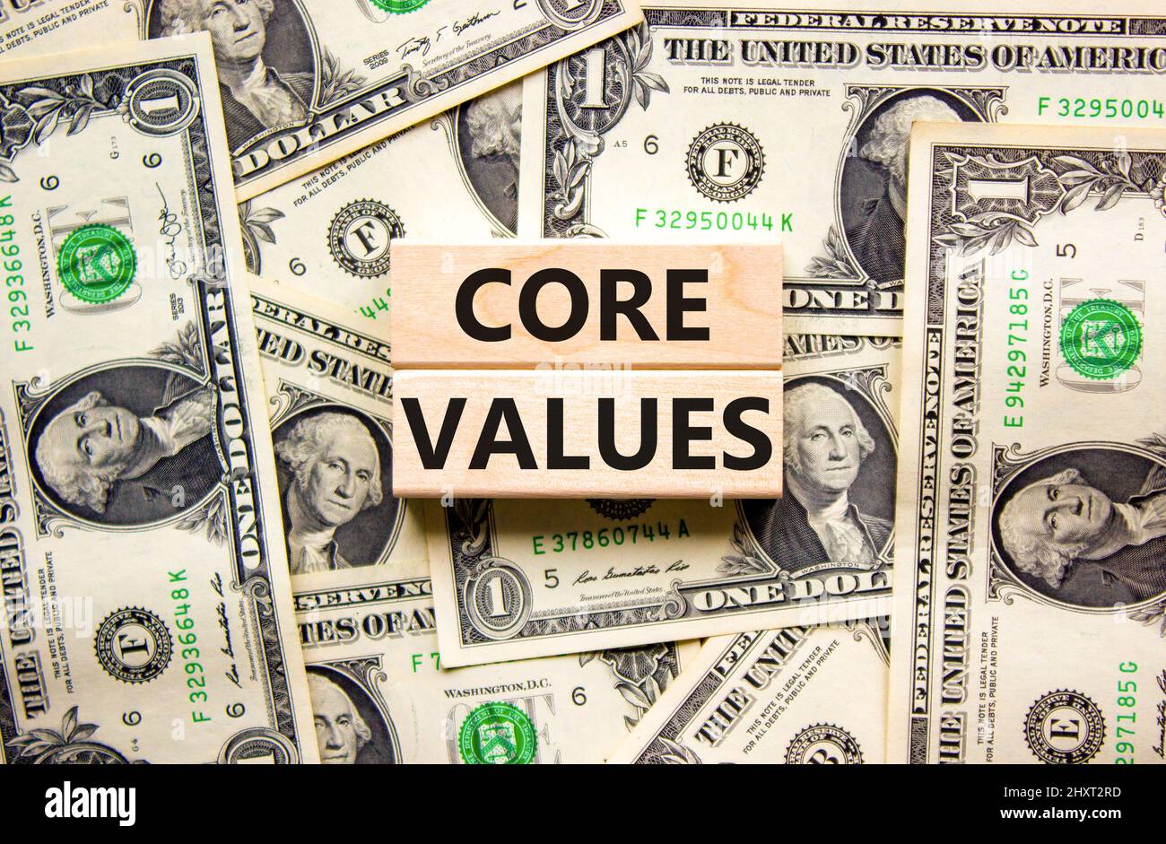 Core values symbol. Concept words Core values on wooden blocks on a ...