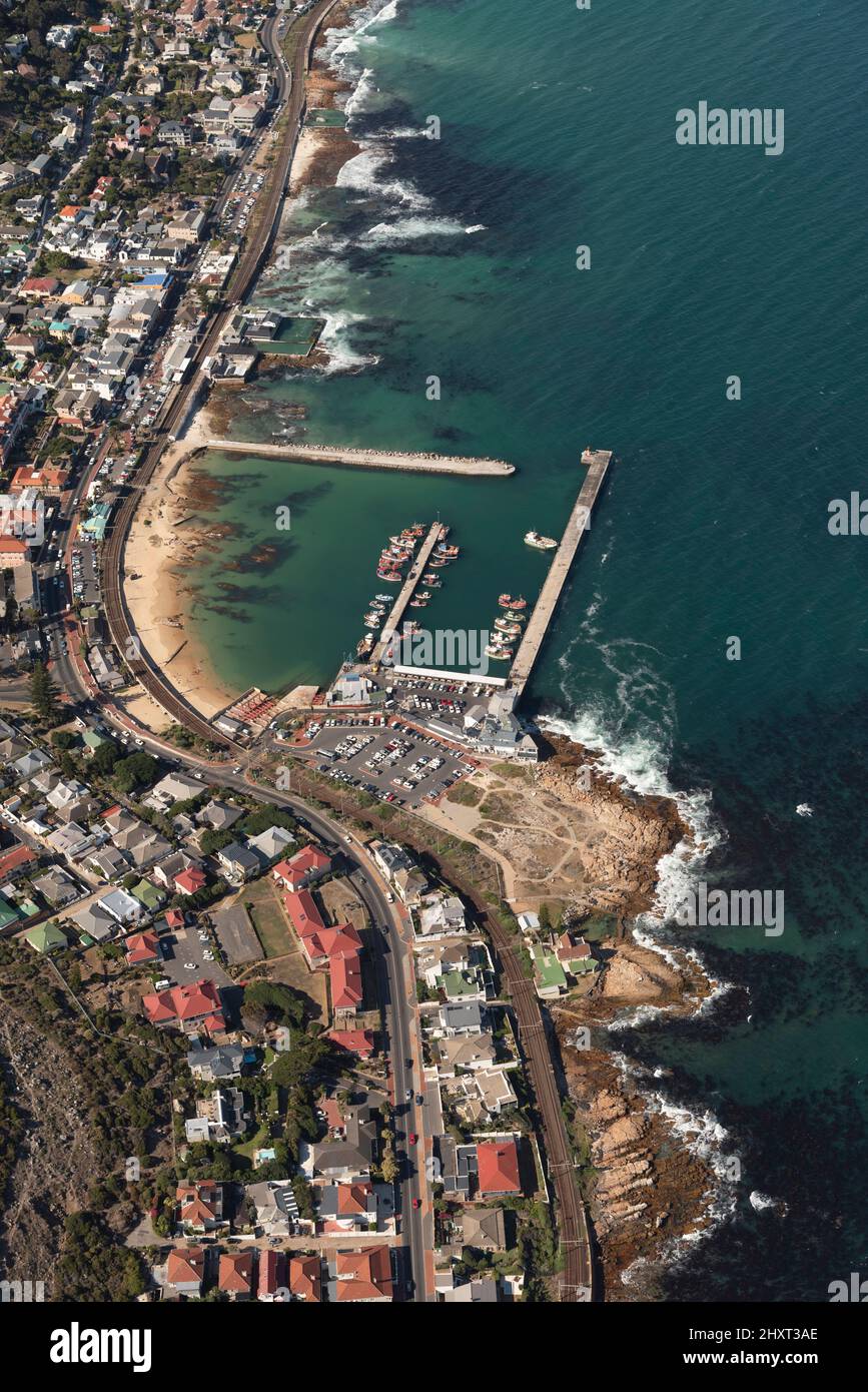 Kalk Bay, Cape Town, South Africa. 2022. Aerial view of the fishing ...