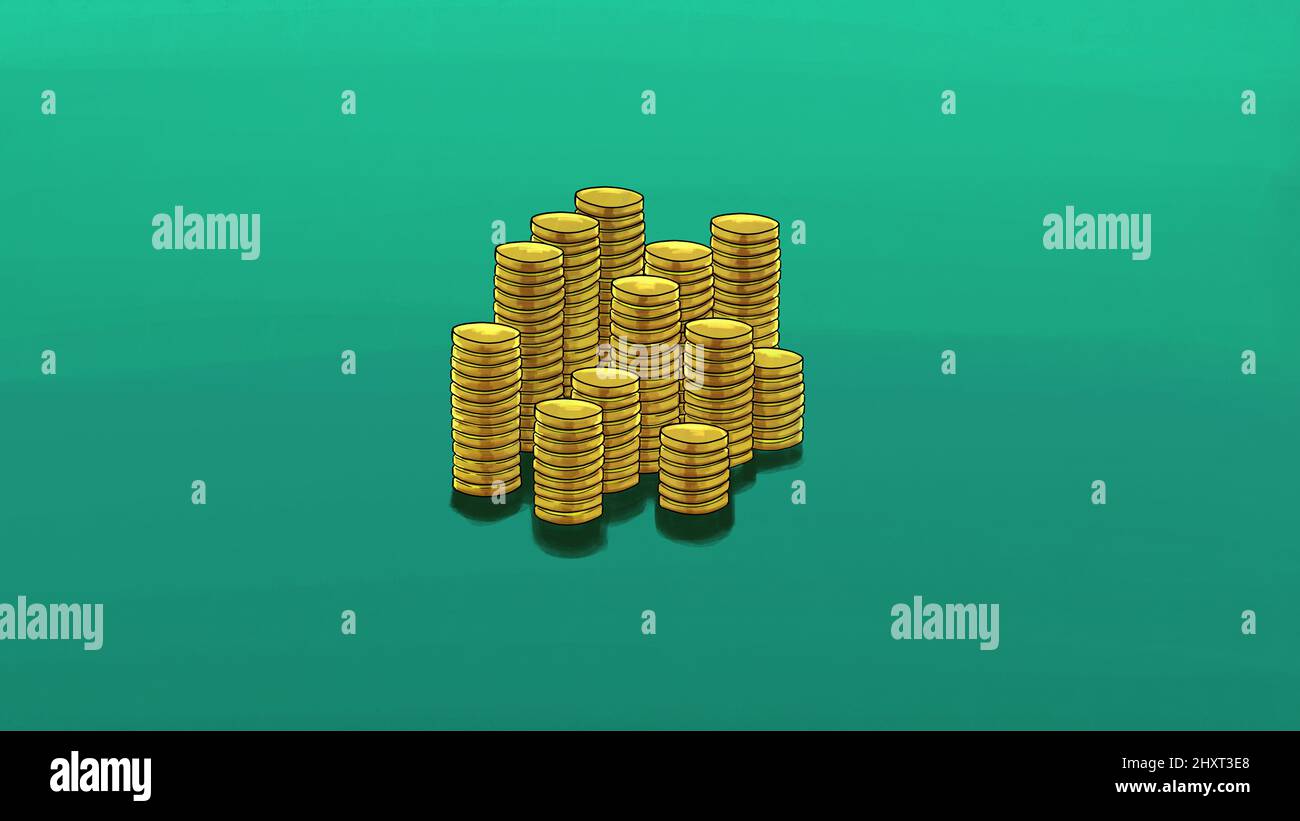 Illustration of a stack of gold coins Stock Photo - Alamy