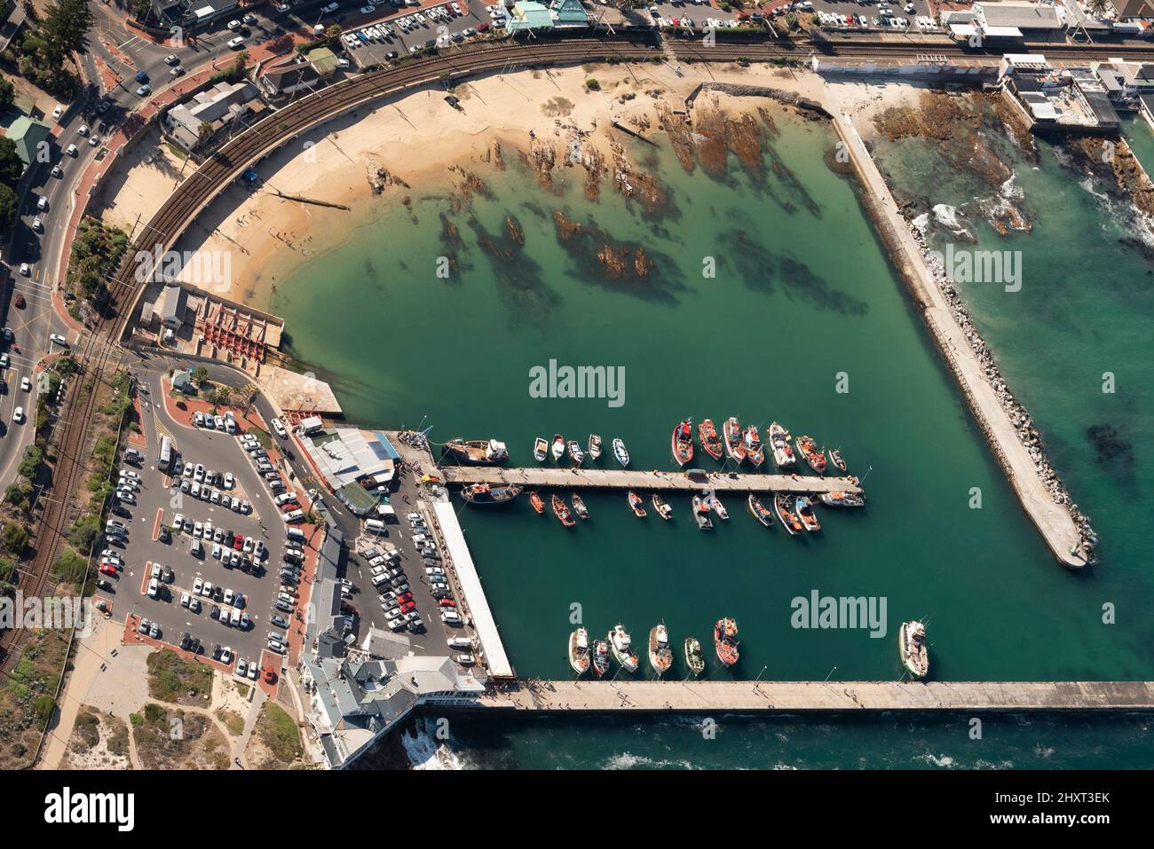 Kalk Bay, Cape Town, South Africa. 2022. Aerial view of the fishing ...