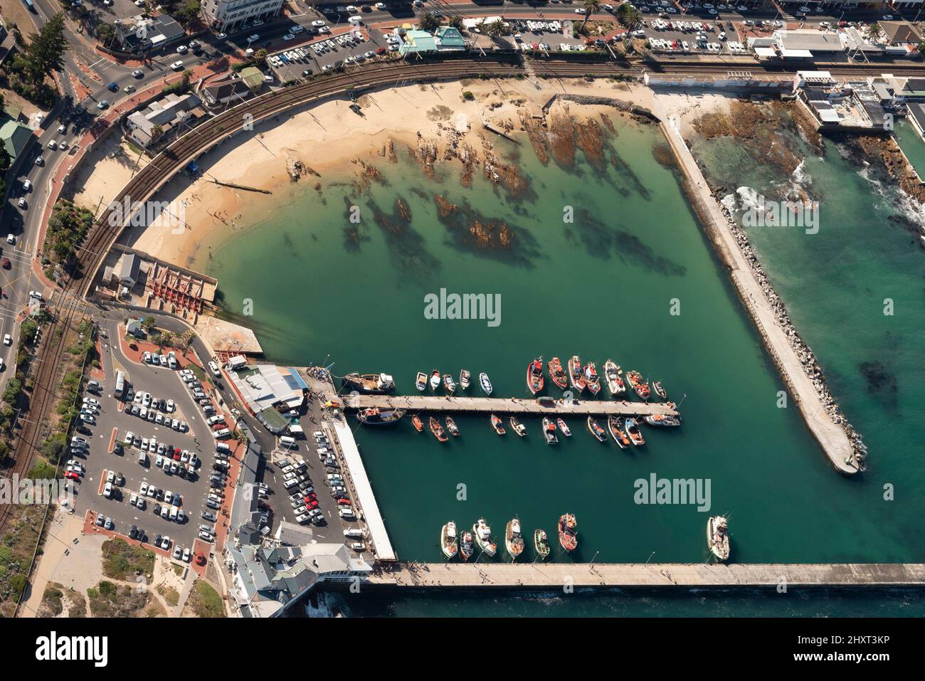 Kalk Bay, Cape Town, South Africa. 2022. Aerial view of the fishing ...