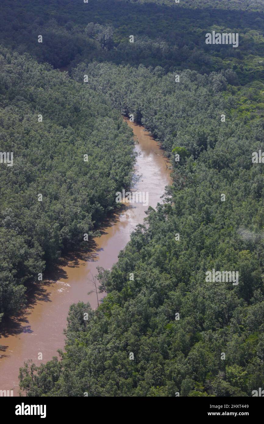 Vertical shot of a river polluted from industrial activity Stock Photo ...