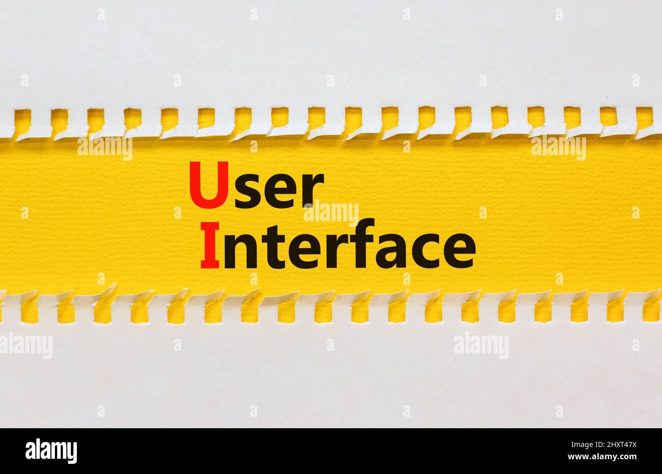 UI user interface symbol. Concept words UI user interface on yellow ...