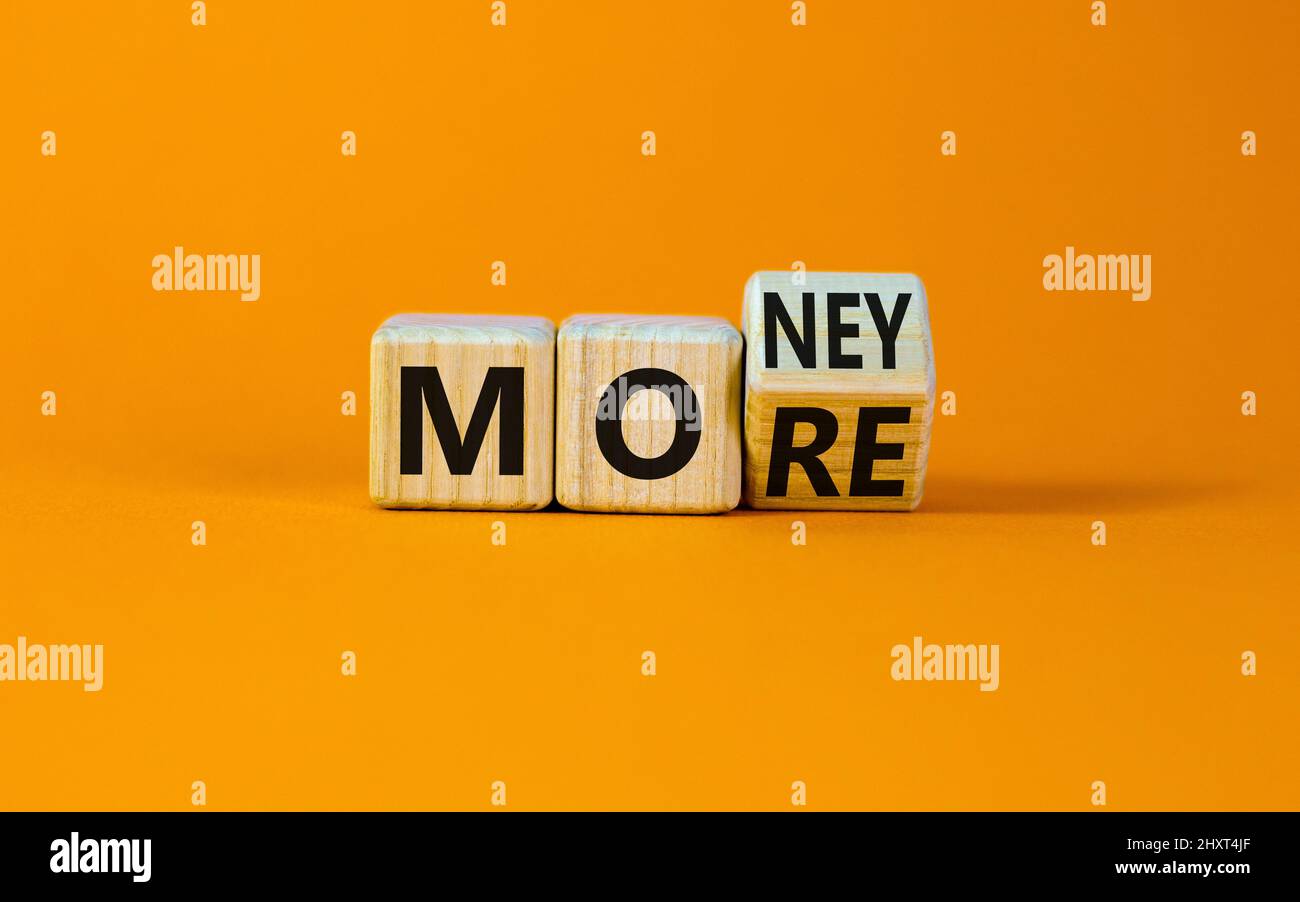 More money symbol. Turned the wooden cube and changed the concept word ...