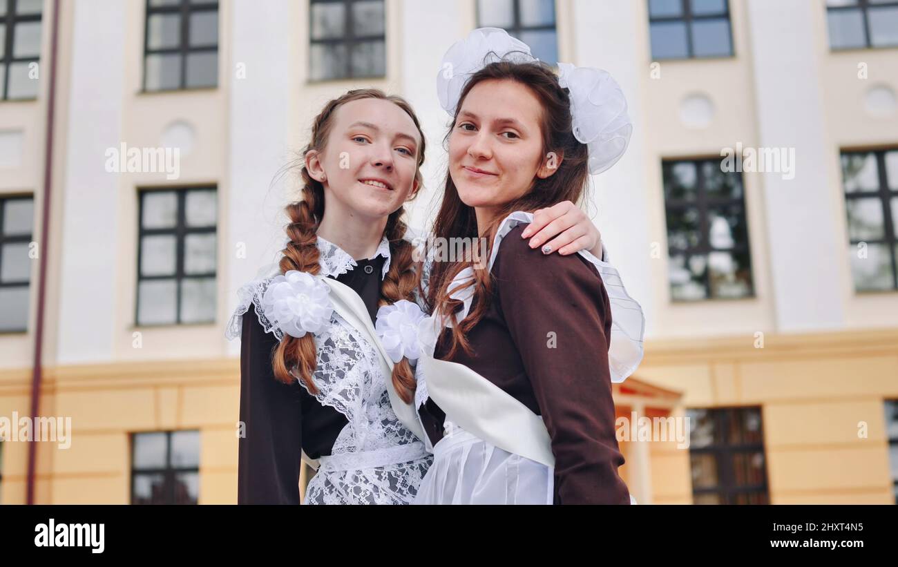 Two russian female graduates pose on their graduation day Stock Photo ...