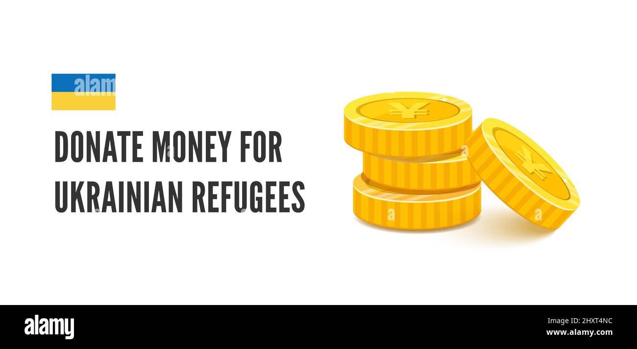 Donate to help Ukraine concept. Donation to Ukrainian refugees. Flat ...