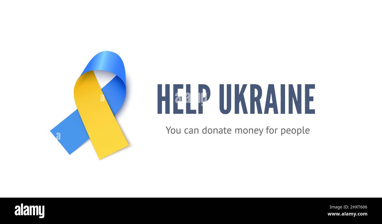 Help Ukraine. Ribbon color of ukrainian flag with space for text ...