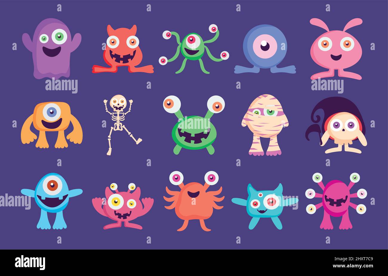 cute monsters icon set Stock Vector Image & Art - Alamy