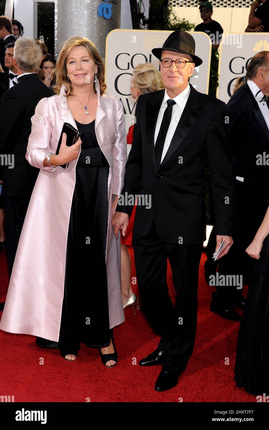 Geoffrey Rush and Jane Menelaus arriving for the 68th Annual Golden ...
