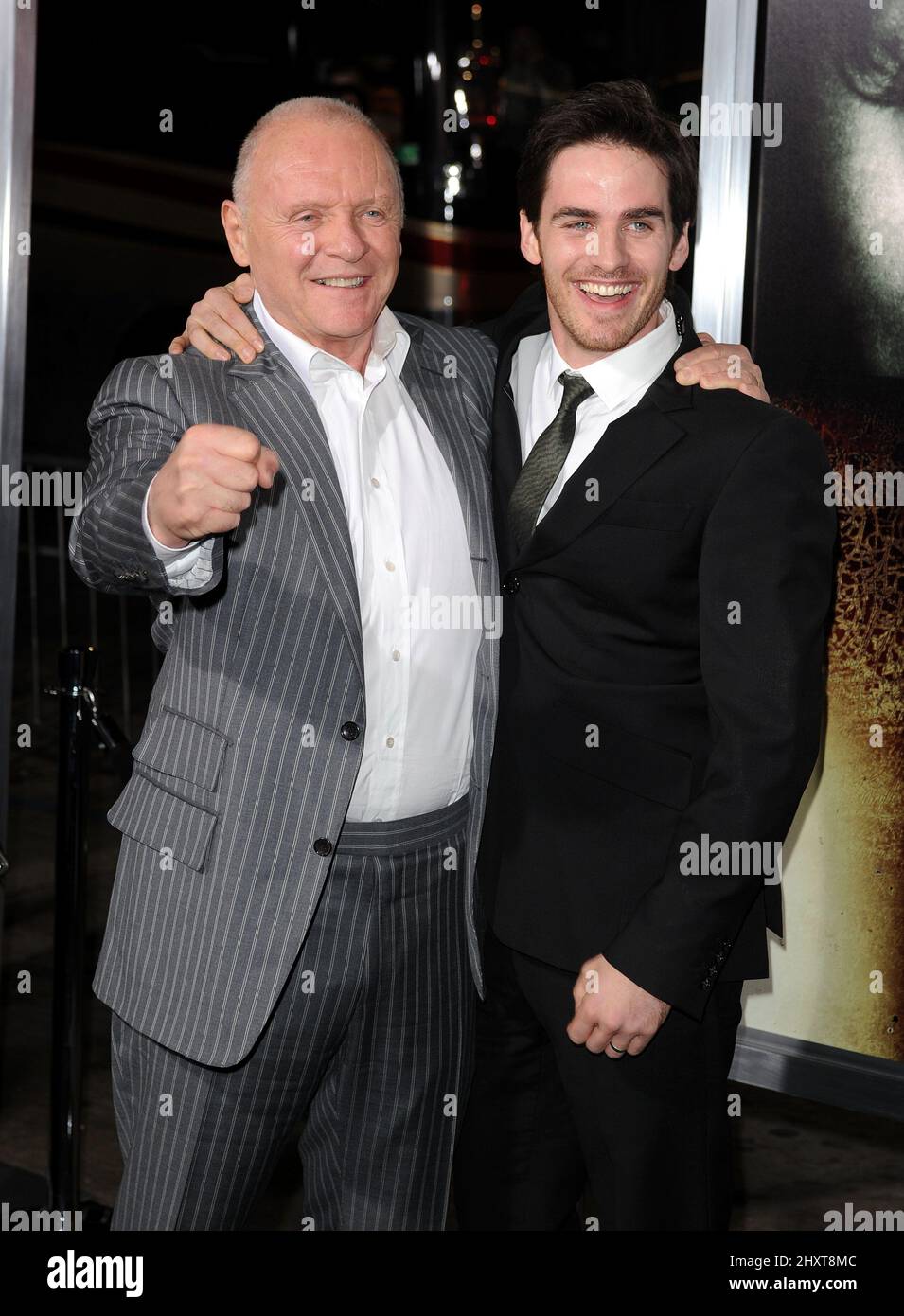 Anthony Hopkins and Colin O'Donoghue attending "The Rite" premiere held ...