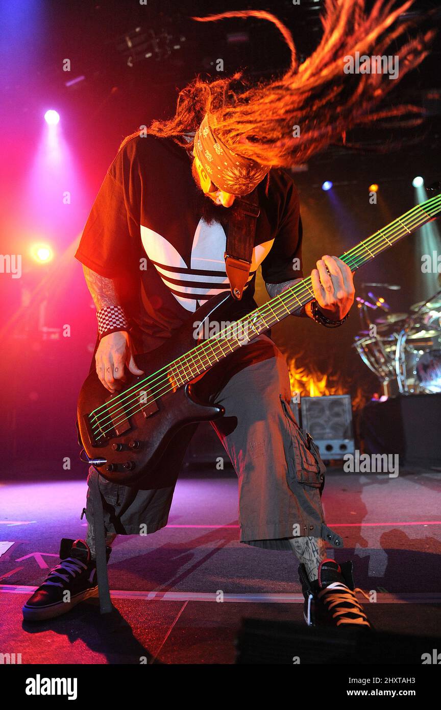 Reginald Fiedy Arvizu of Korn during the Music As A Weapon 2011 Tour at ...