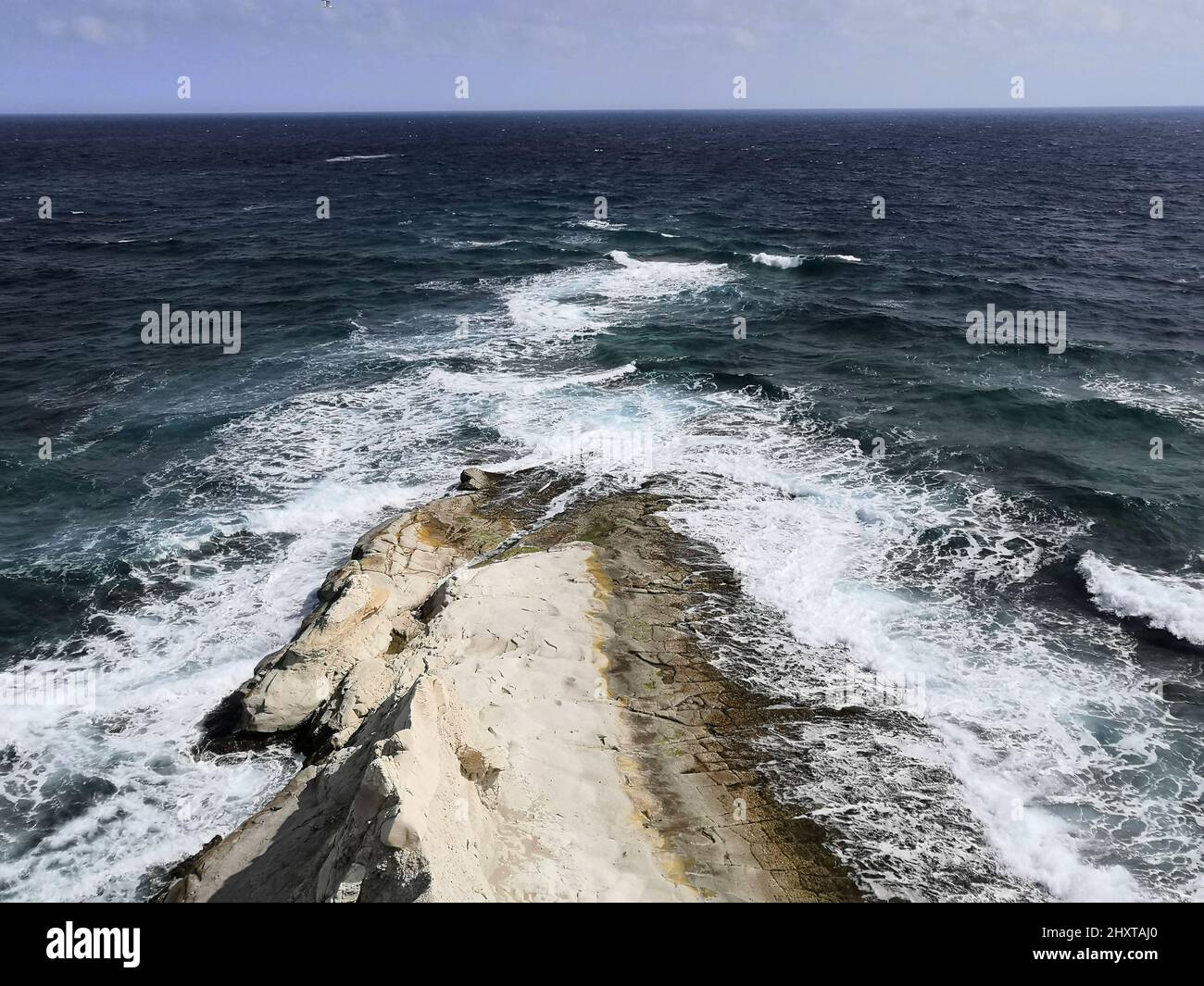 Beautiful seascape with the edge of the seashore and waves in the big ...