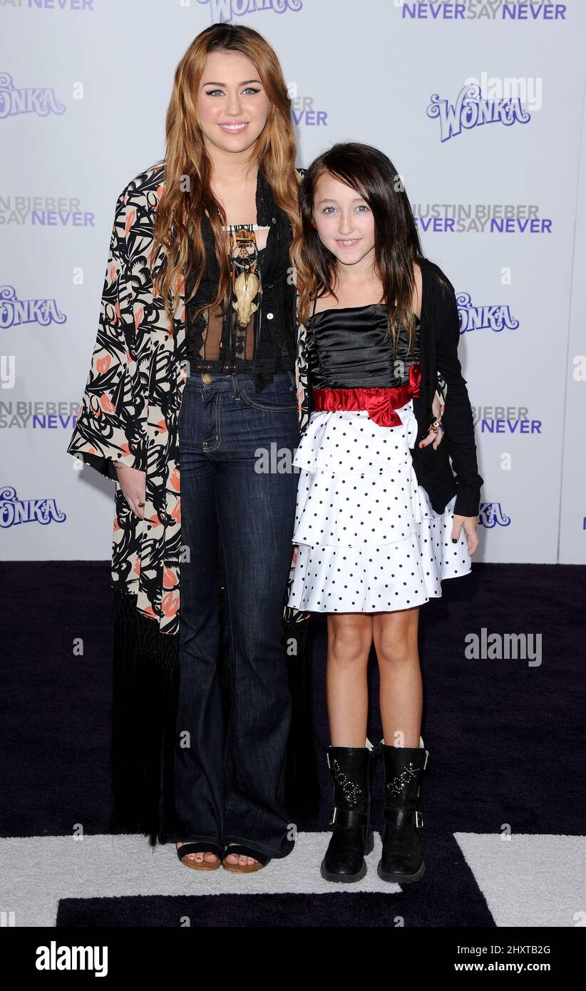Miley Cyrus and Noah Cyrus during "Justin Bieber - Never Say Never ...