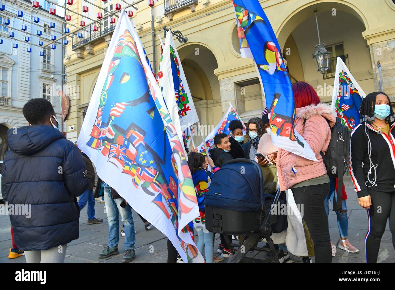 Pacifist demonstrators against wars and the Russian invasion of Ukraine ...