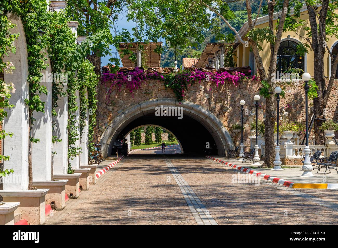Photo of a road and a tunnel in Castello Di Bellagio restaurant in ...