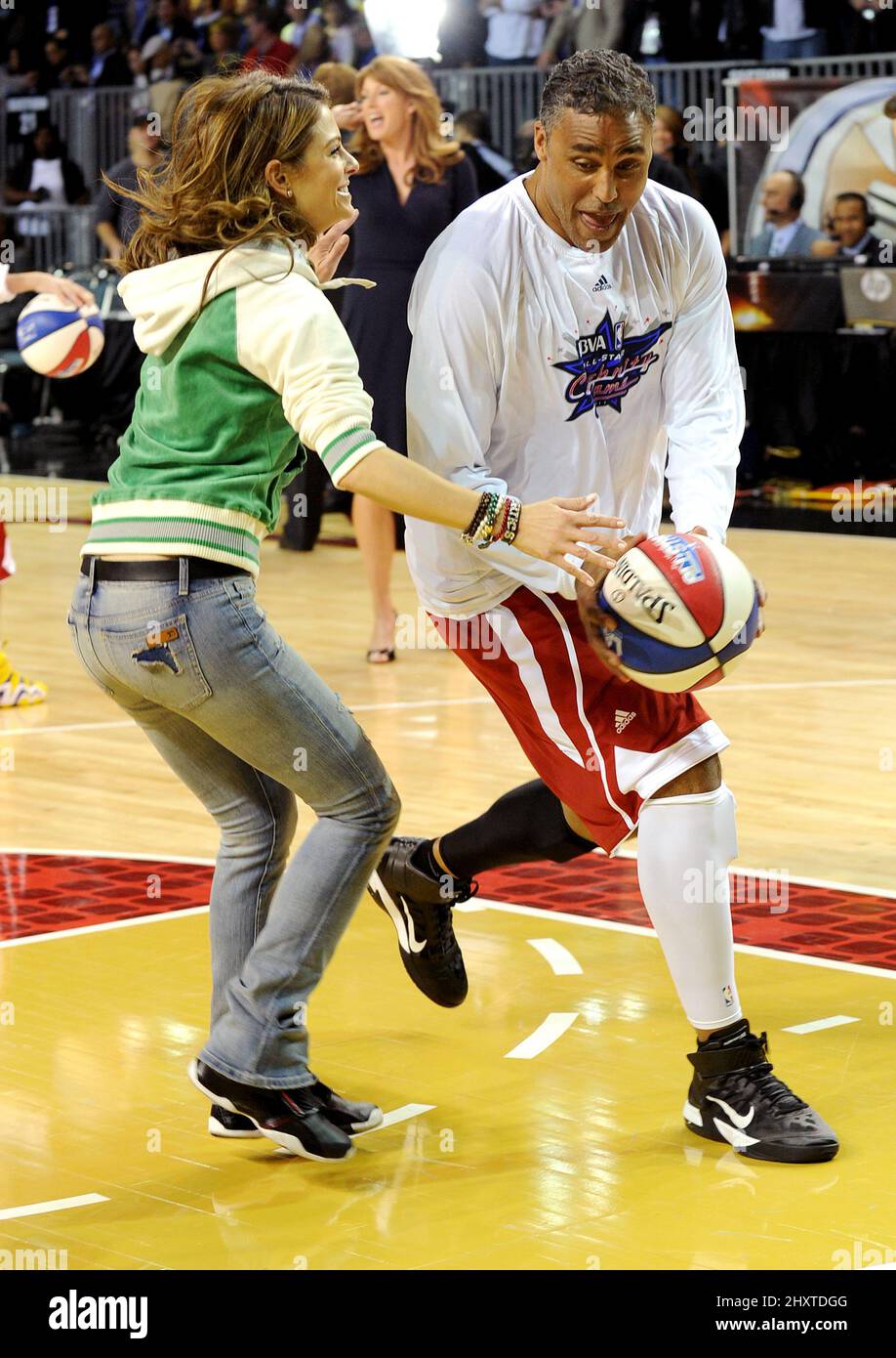Maria Menounos and Rick Fox attending the 2011 BBVA NBA All-Star ...