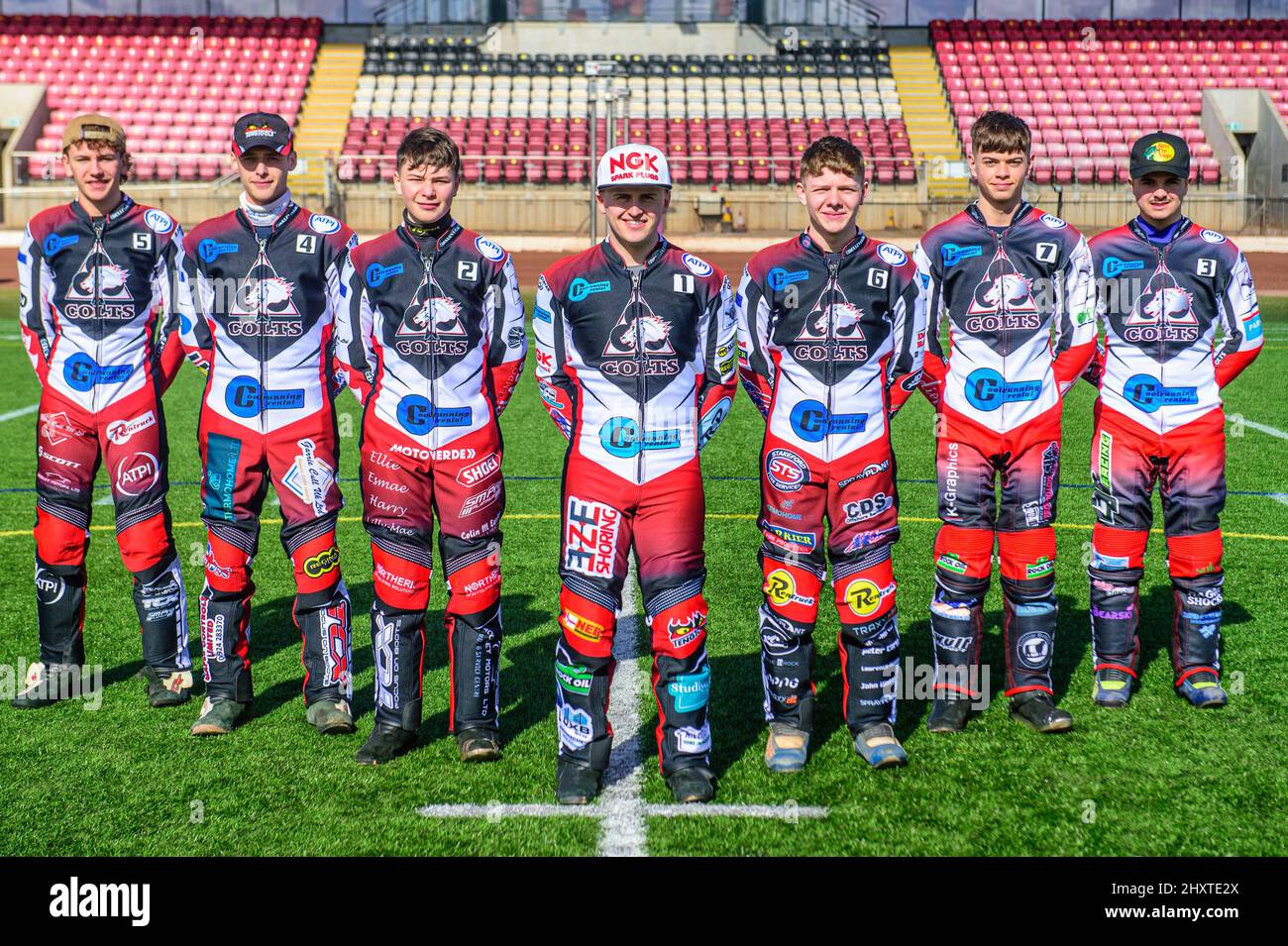 MANCHESTER, UK. MAR 14TH Belle Vue 'Cool Running' Colts' (l-r): Harry ...