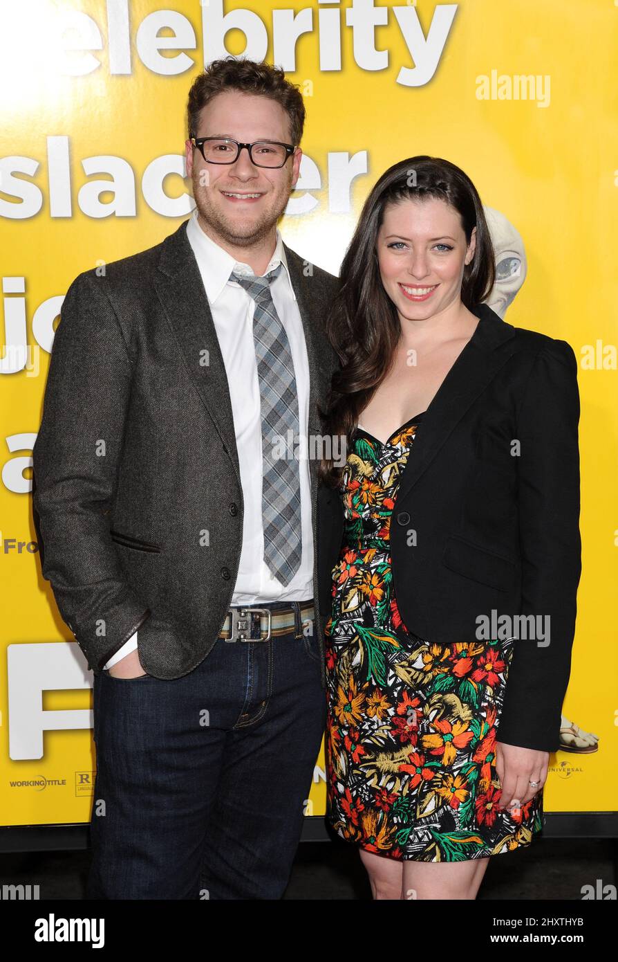 Seth Rogan and Lauren Miller attending the "Paul" American premiere ...