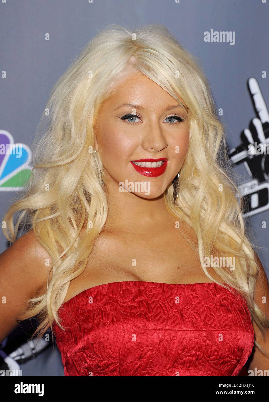 Christina Aguilera at the press junket for "The Voice" at the LA Center ...