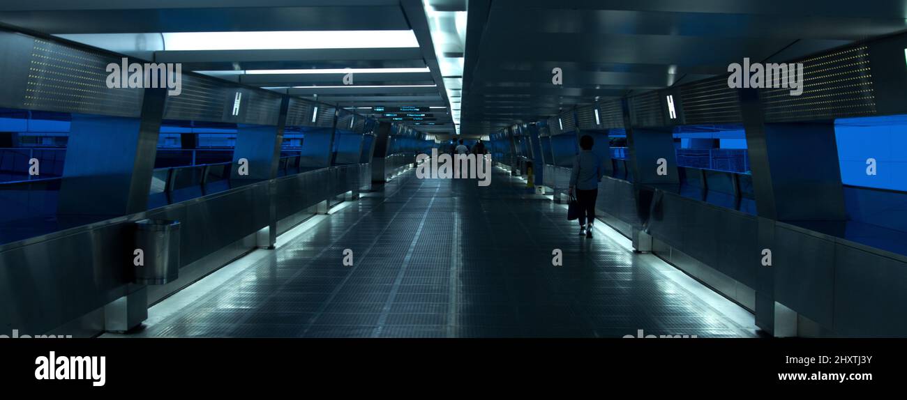 Interior view of a walkway in a modern building in Hong Kong Stock ...