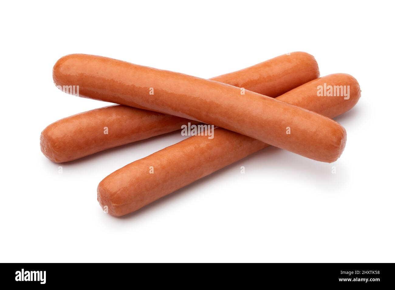Frankfurter sausages close up for a snack isolated on white background ...