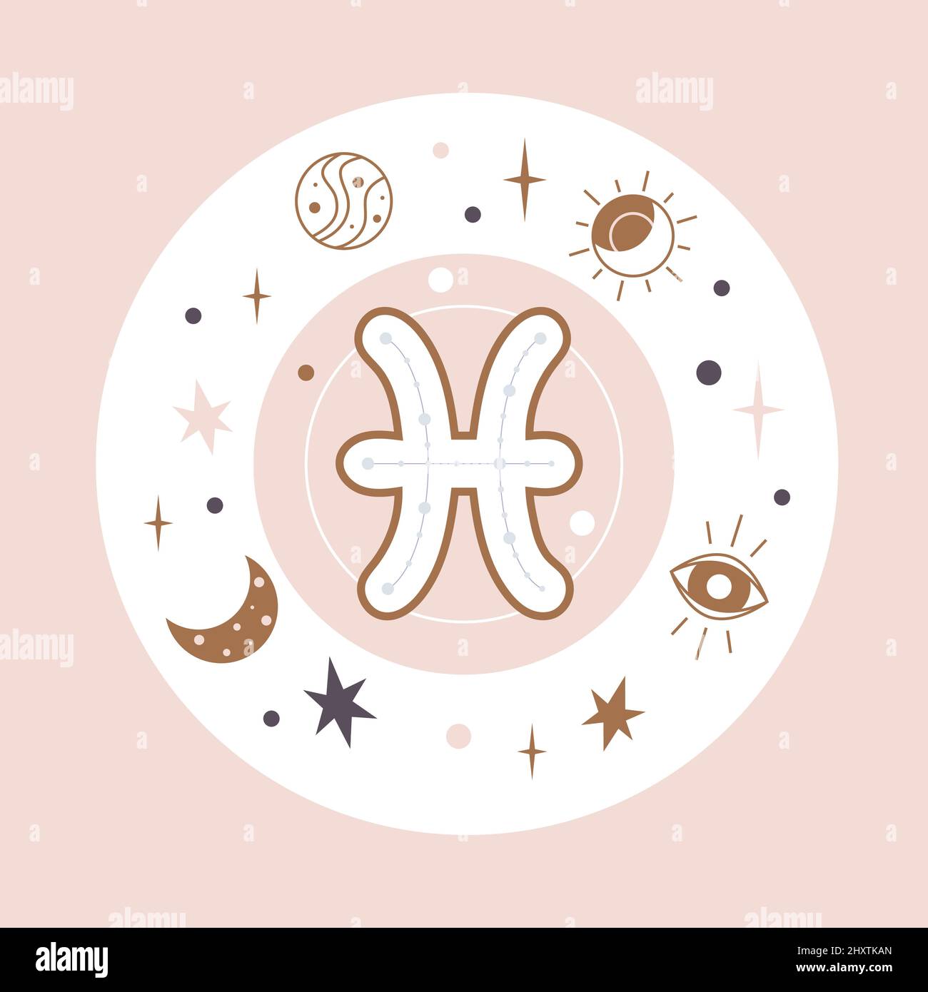 Pisces Horoscope sign vector - Zodiac astrology element. Esoteric ...