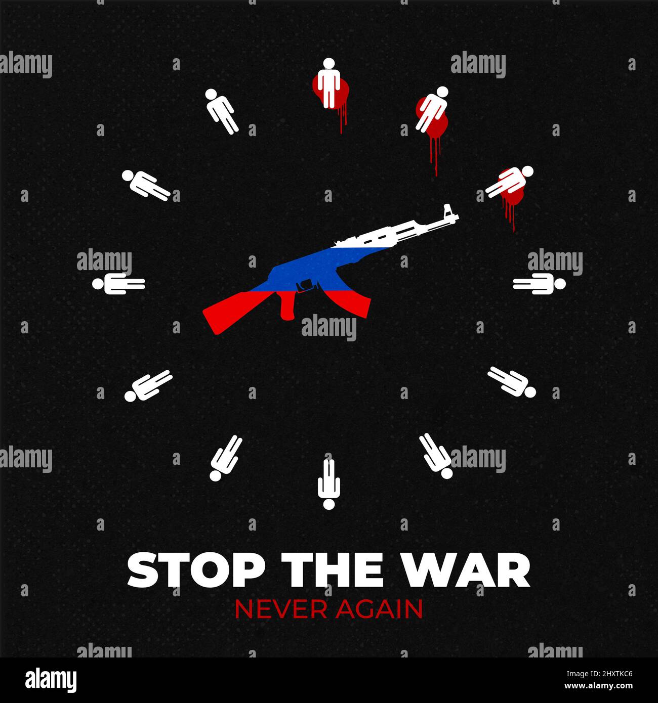 Contemporary art collage. Russian gun and people in shape of clock ...