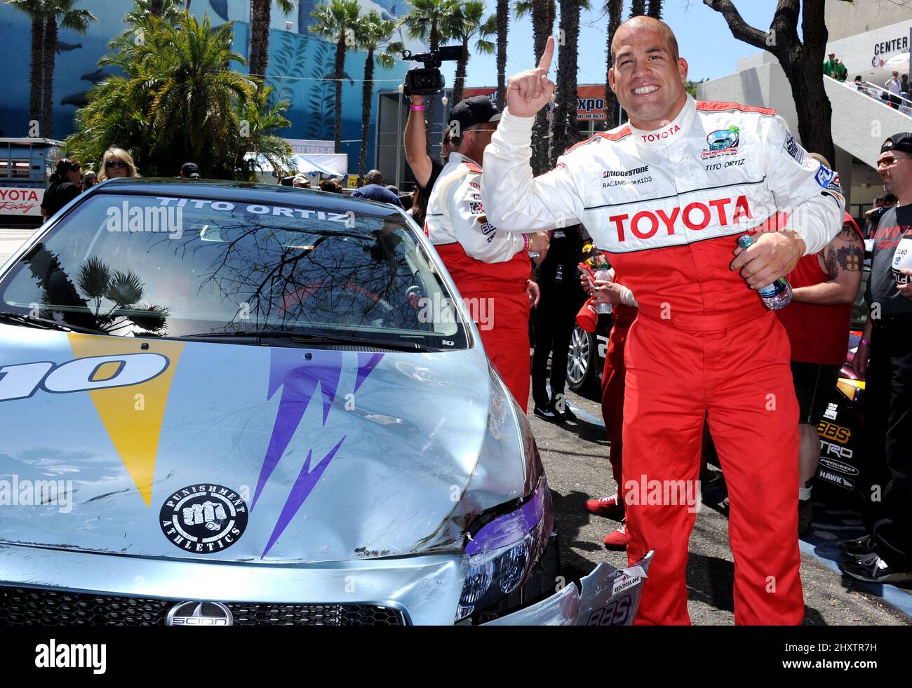 Tito Ortiz and his wrecked car at the 35th Annual Toyota Pro/Celebrity ...