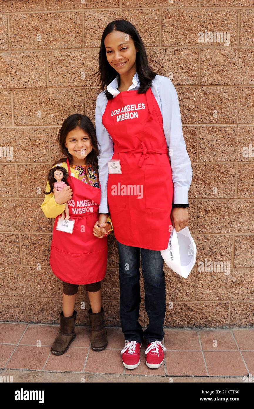 Zoe Saldana and her niece Kayla Cleary at the LA Mission Easter for the ...