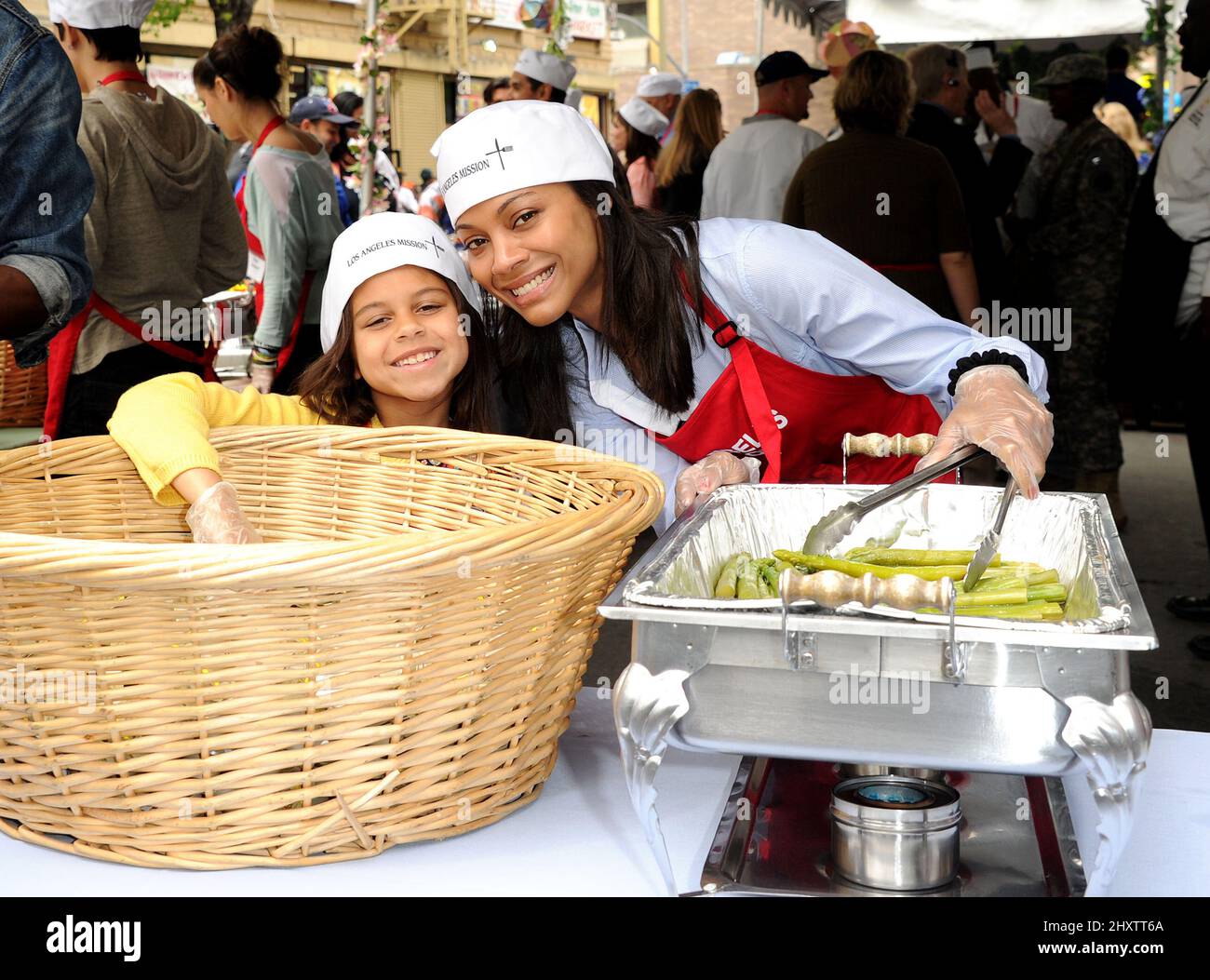 Zoe Saldana and her niece Kayla Cleary at the LA Mission Easter for the ...