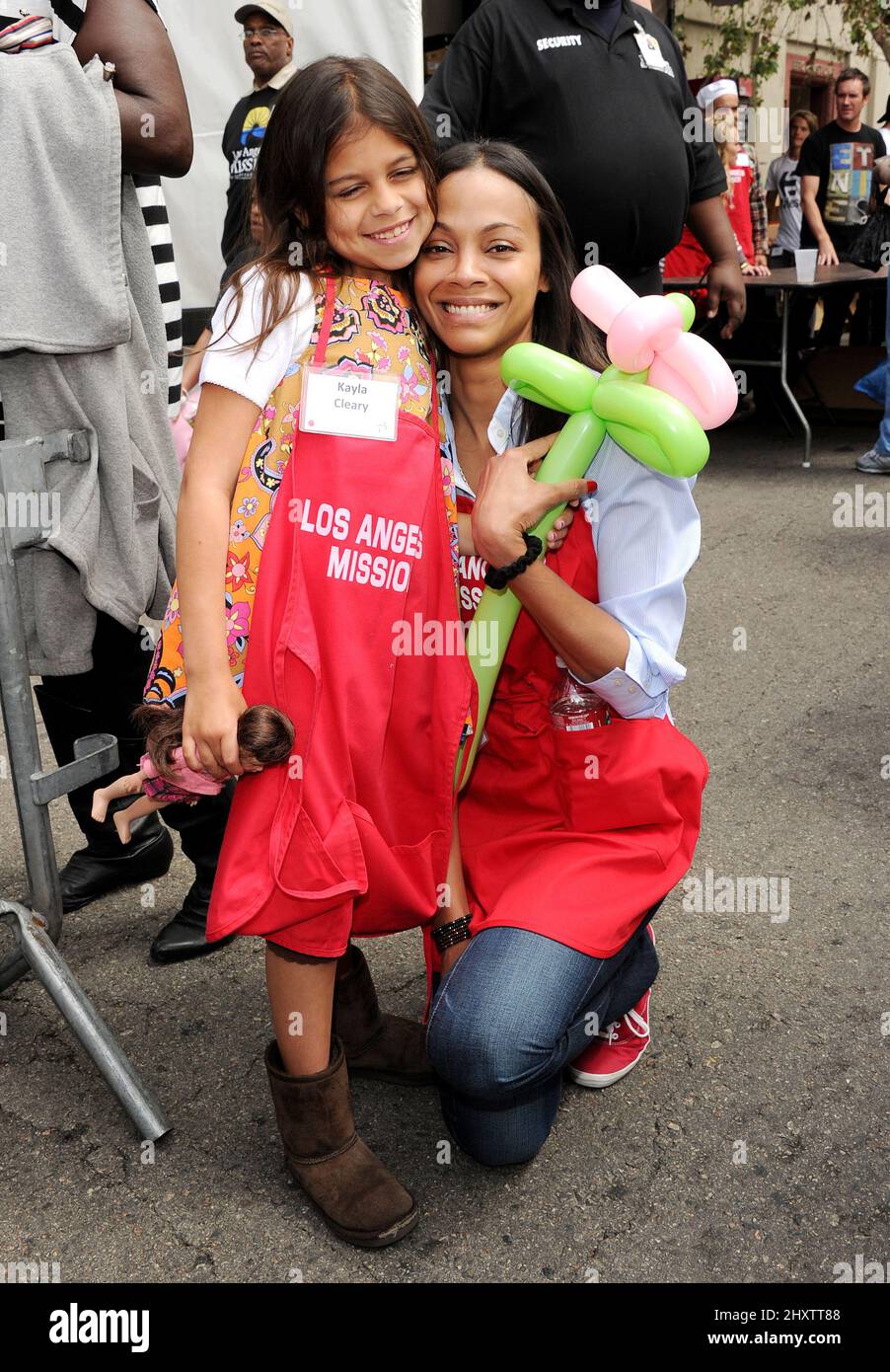 Zoe Saldana and her niece Kayla Cleary at the LA Mission Easter for the ...