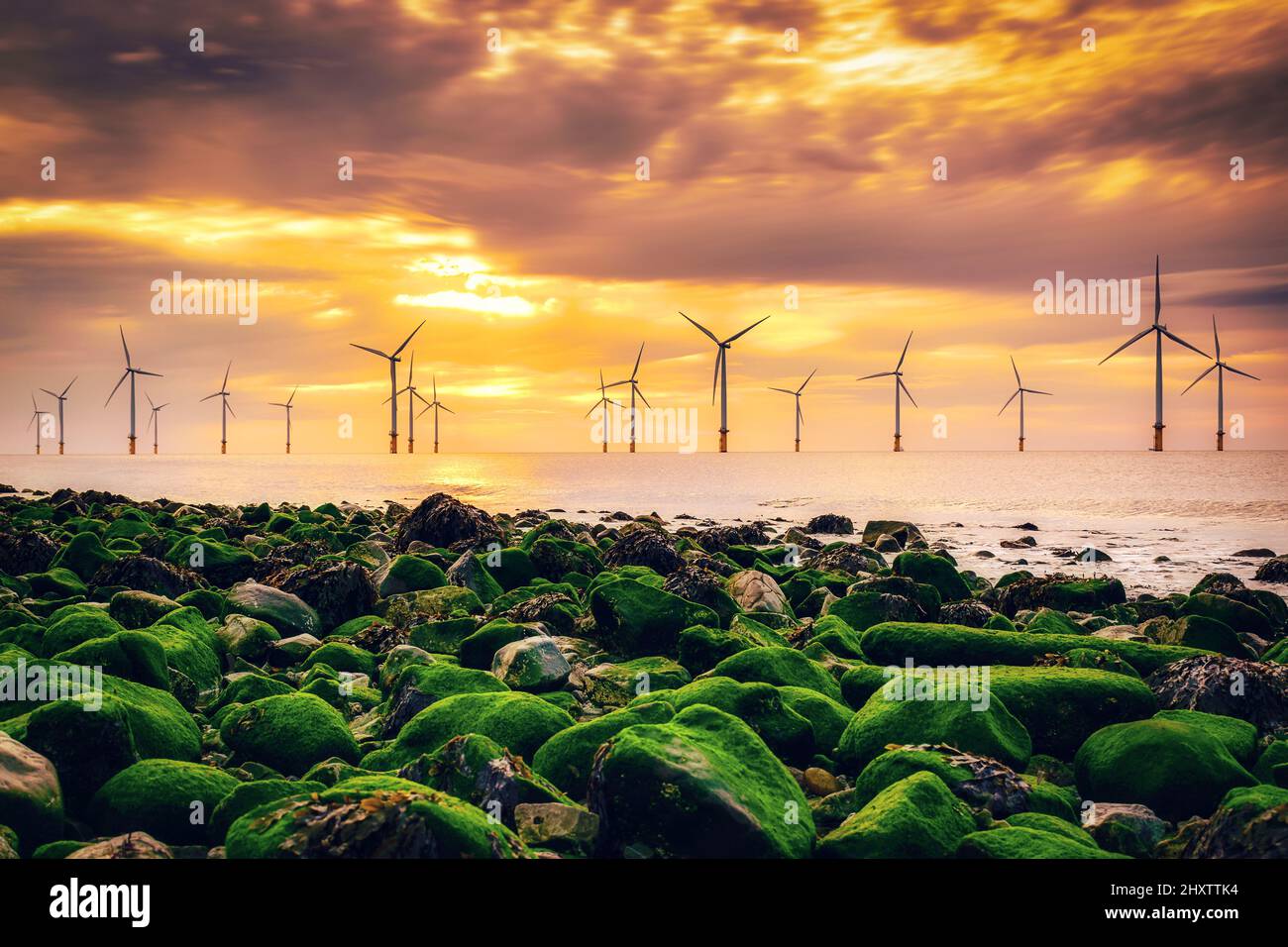 Oil rig wind turbine north sea hi-res stock photography and images - Alamy