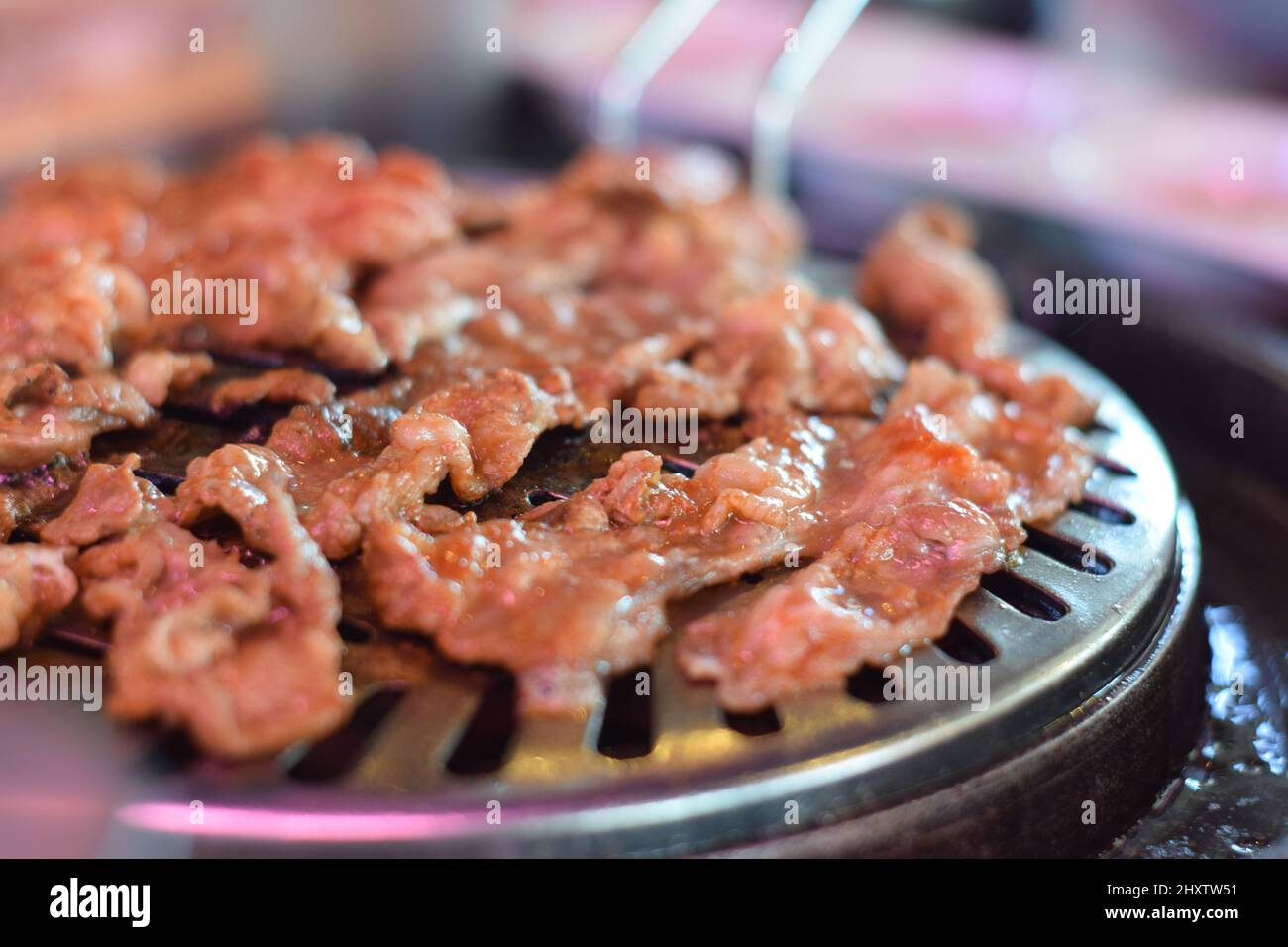 Closeup of a delicious Samgyeopsal in a Korean Restaurant Stock Photo ...