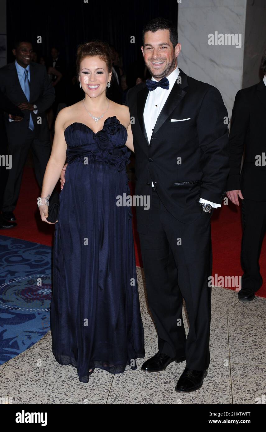 Alyssa Milano and David Bugliari attending the White House ...