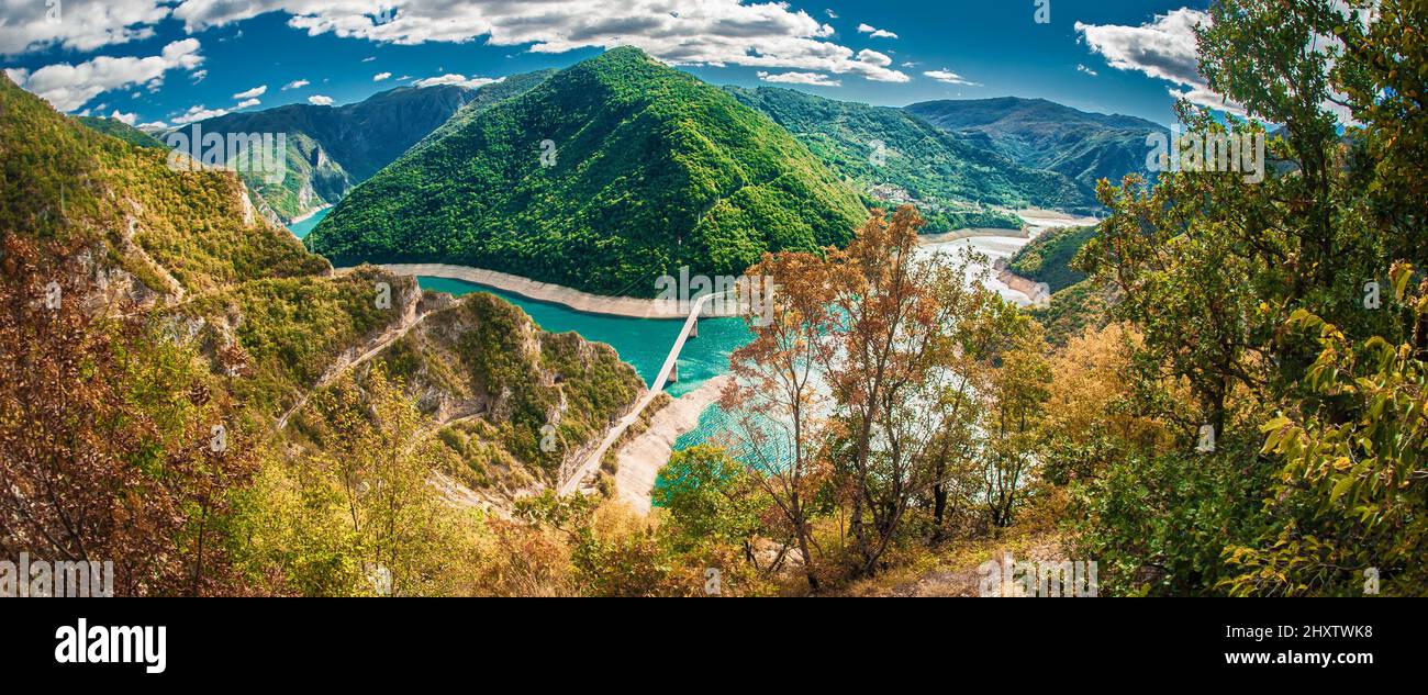 View of Canyon of Piva river and lake in northern Montenegro Stock ...