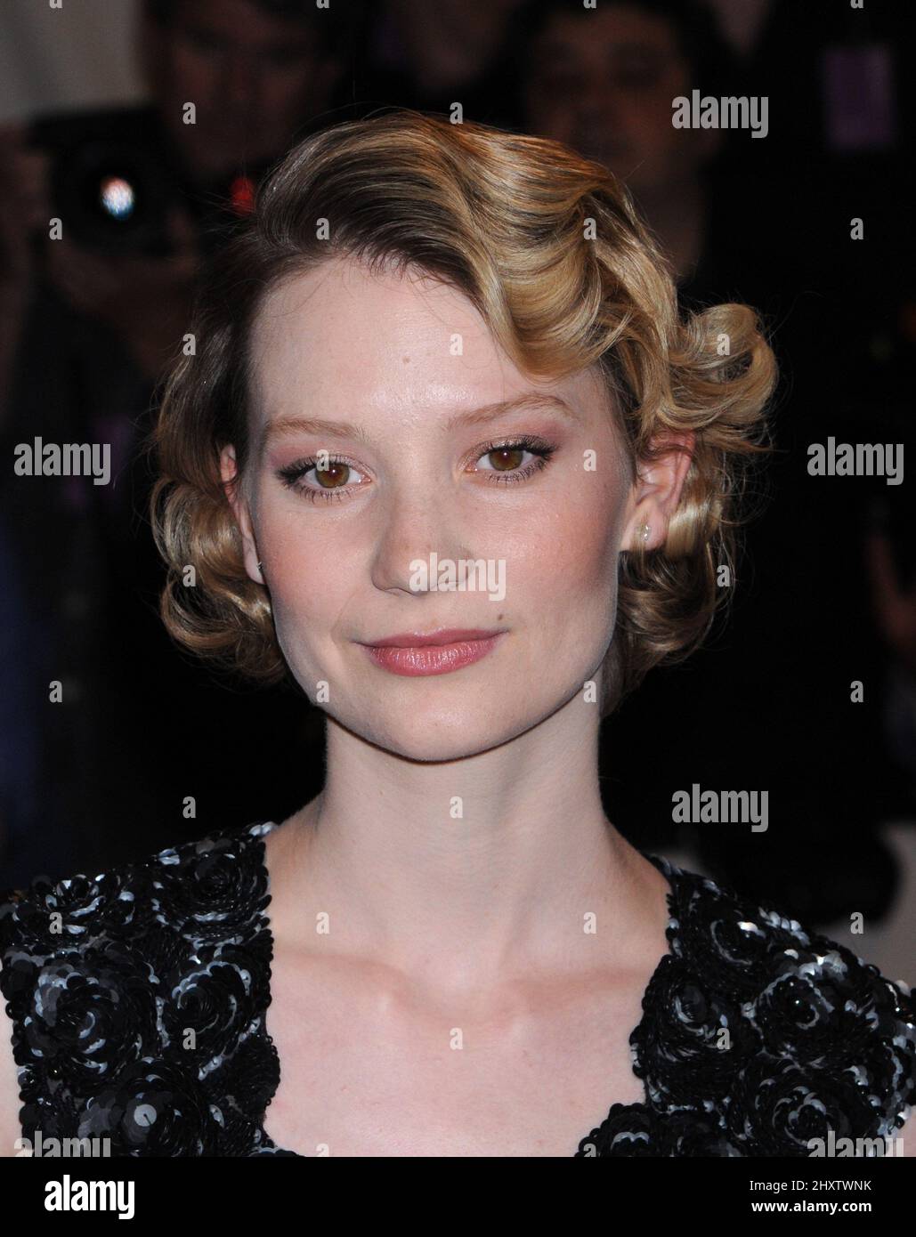 Mia Wasikowska arriving for the Metropolitan Museum Costume Institute ...